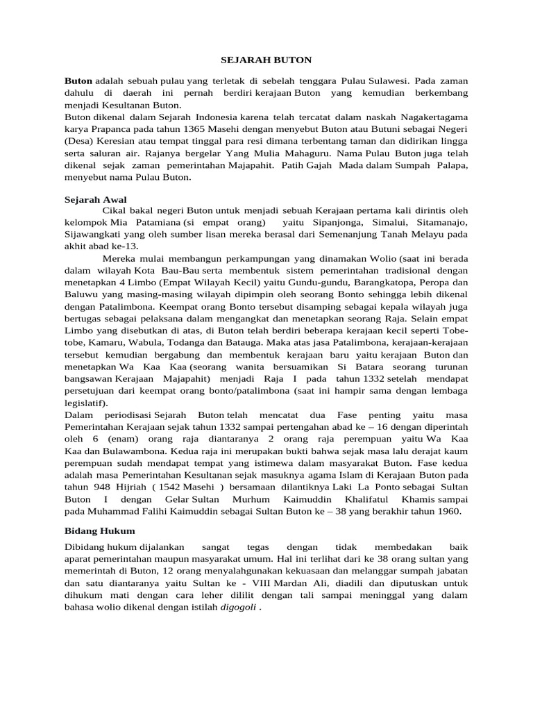 Sejarah Kesultanan Buton dan Sultan-sultannya | PDF
