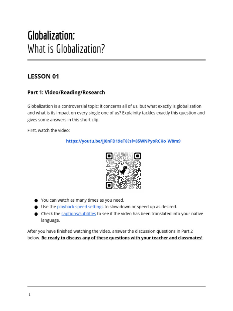 01 - Globalization Stage 1 What Is Globalization | PDF