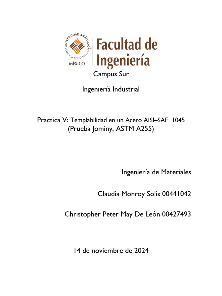 Dureza del Acero AISI-SAE 1045: Prueba Jominy | PDF | Acero ...