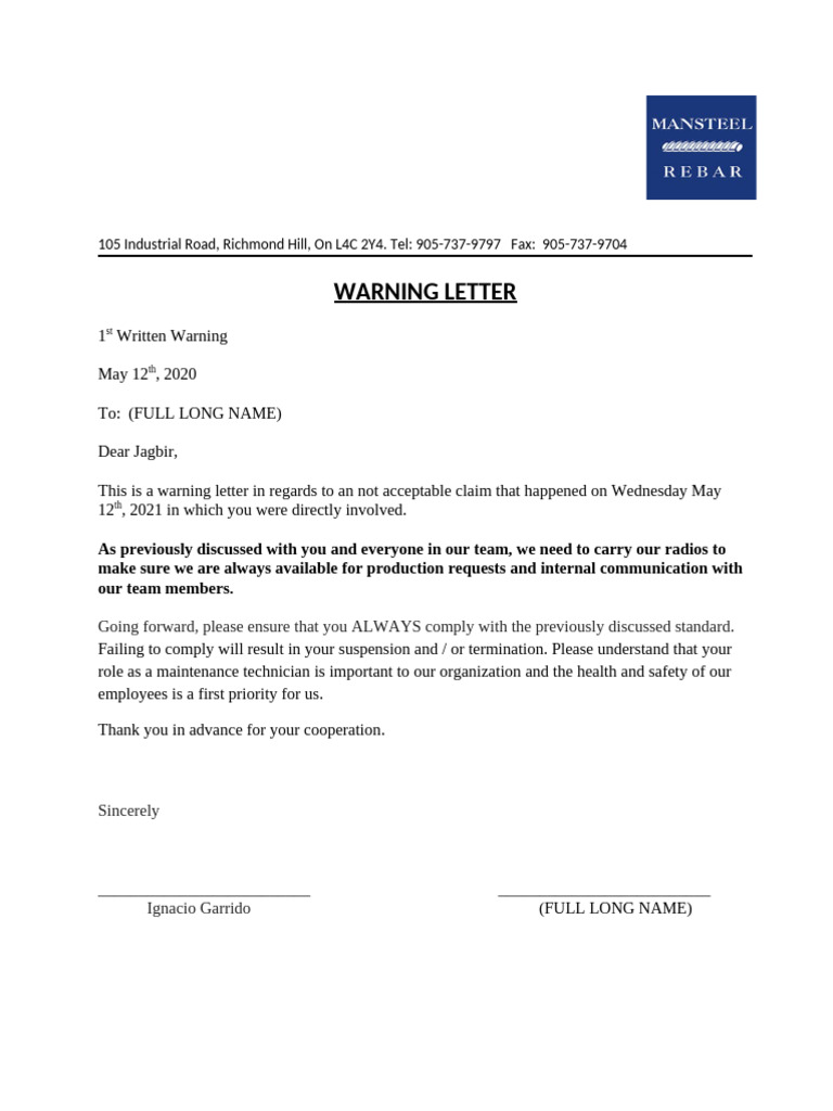Ranjeet Singh Warning Letter | PDF