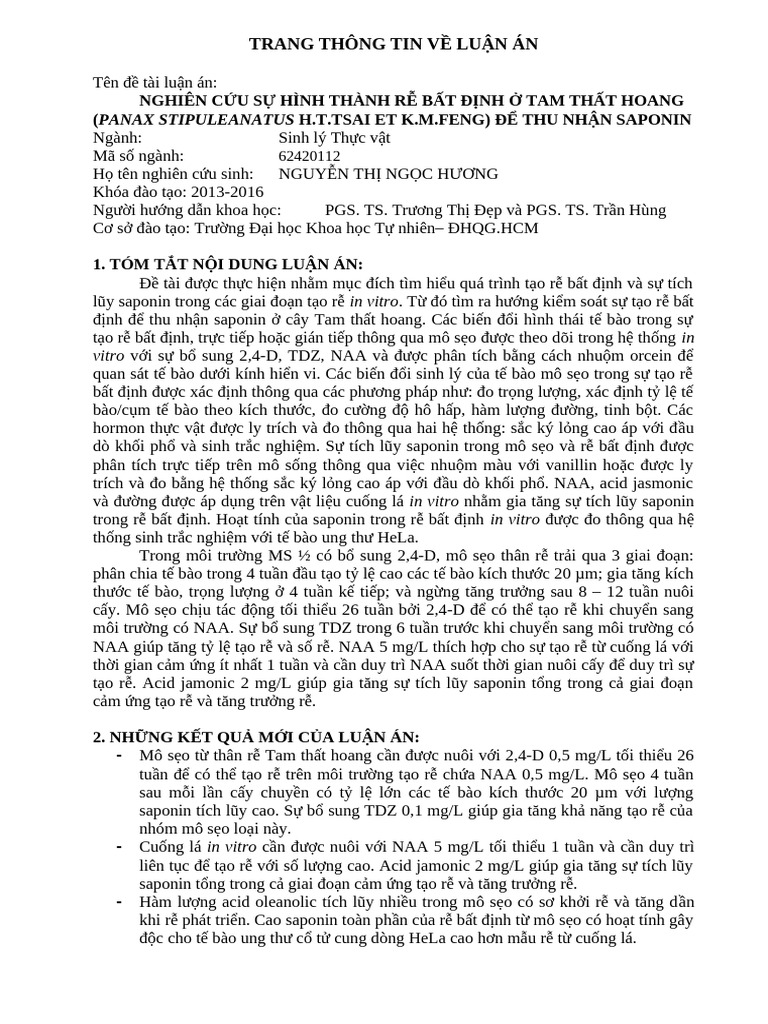 Thông Tin LA NGUYEN THI NGOC HUONG | PDF