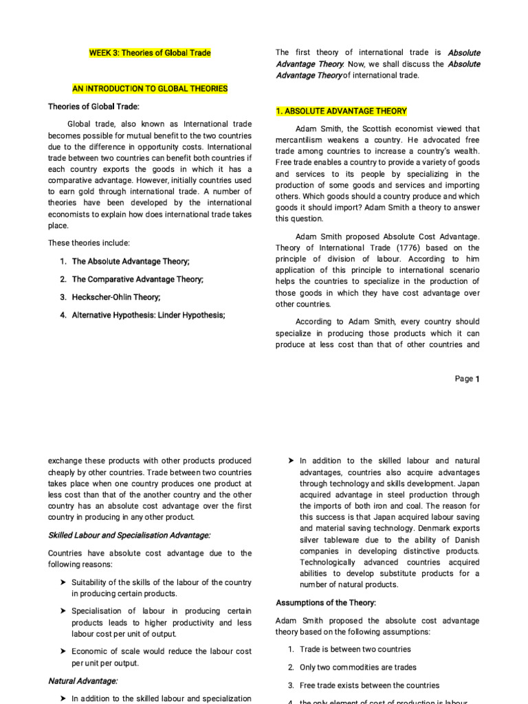 Week 3 Ibt Handouts | PDF | Labour Economics | Comparative Advantage