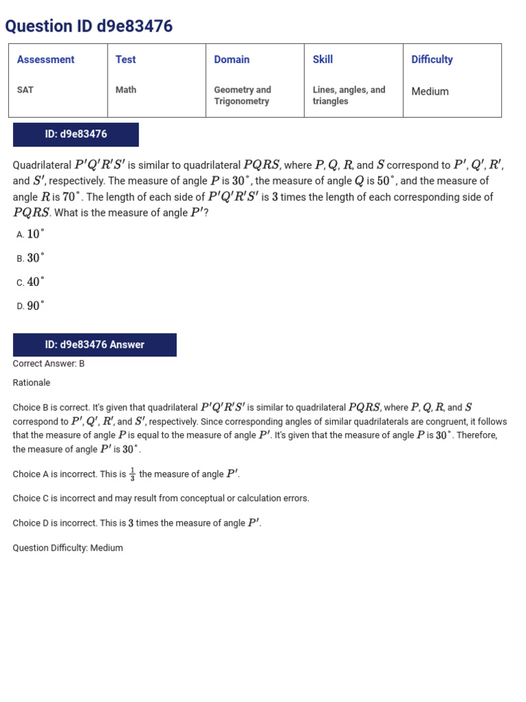 SAT Geometry and Trigonometry Questions | PDF | Triangle | Circle
