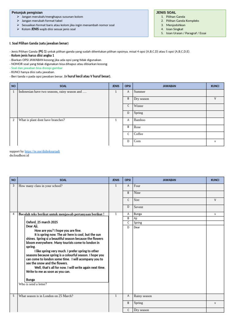 Template Soal PAS Kelas 8 (Nama Guru - Mapel) | PDF | Clothing | Human Hair