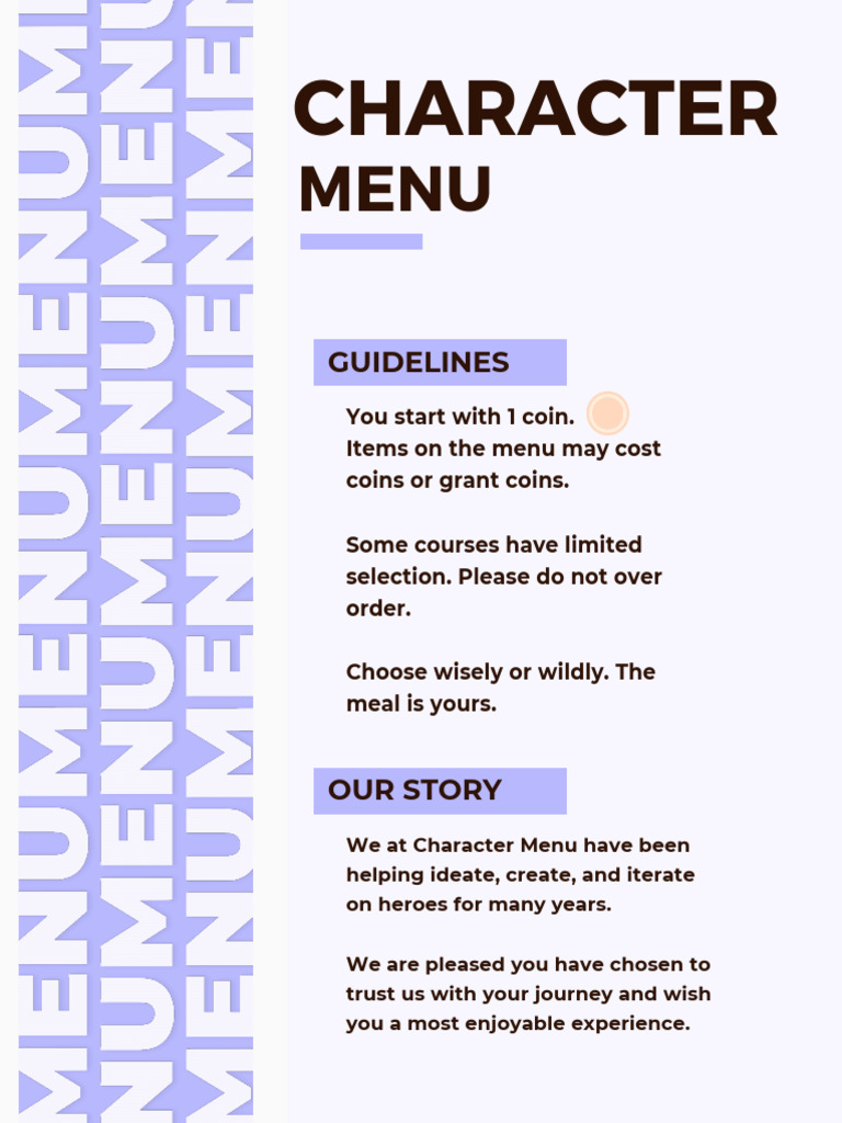 character menu | PDF | Courage