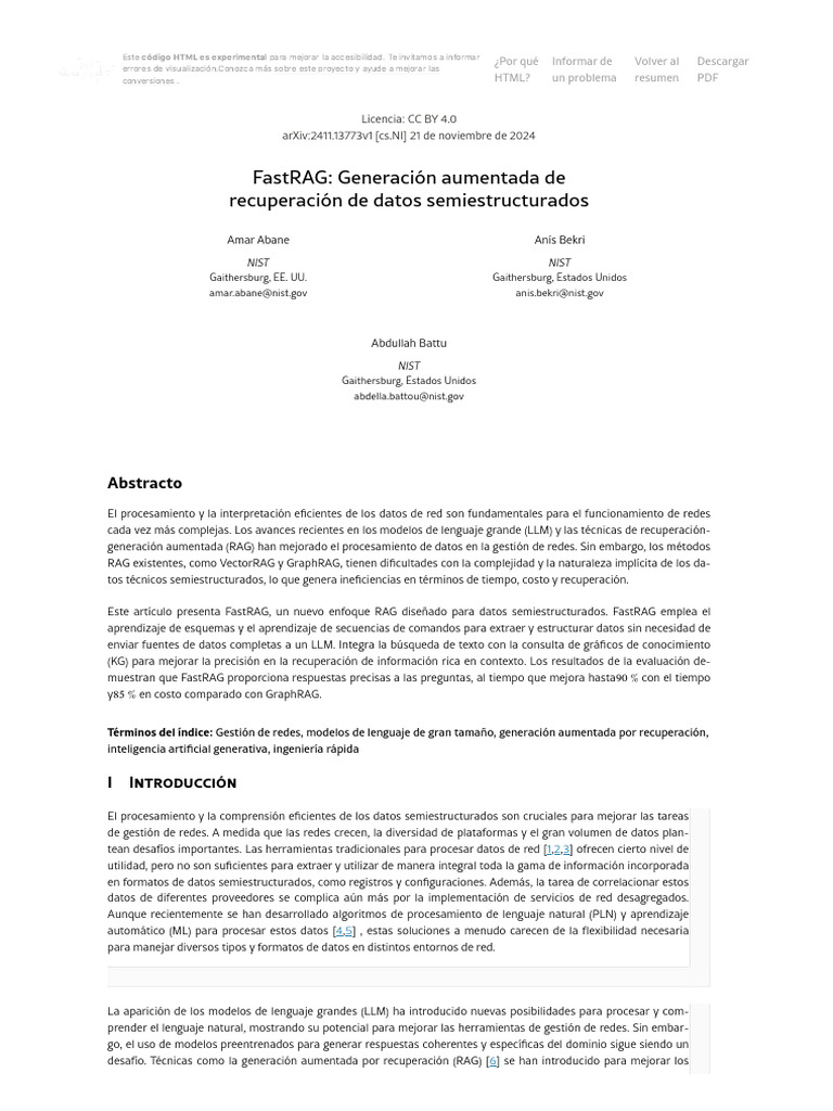 FastRAG - Retrieval Augmented Generation For Semi-Structured Data (Es) | PDF | HTML ...