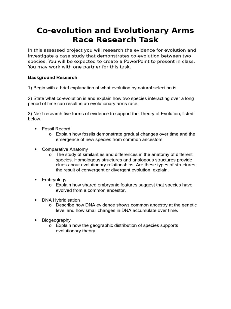 Evolution Project Pdf Evolution Adaptation