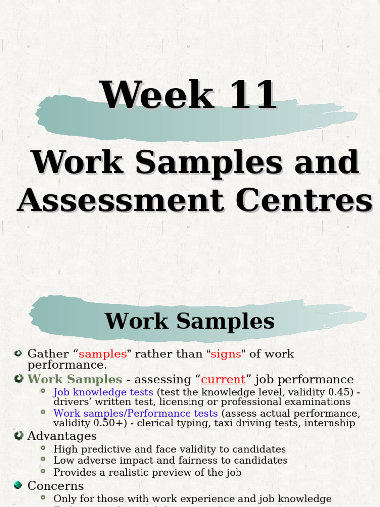 Work Samples and Assessment Centres Guide | PDF | Virtual Reality ...