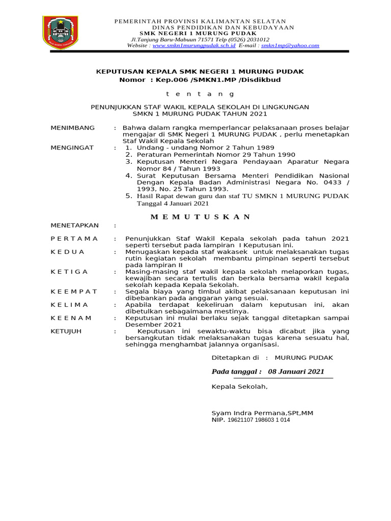 SK Staf Wakasek | PDF