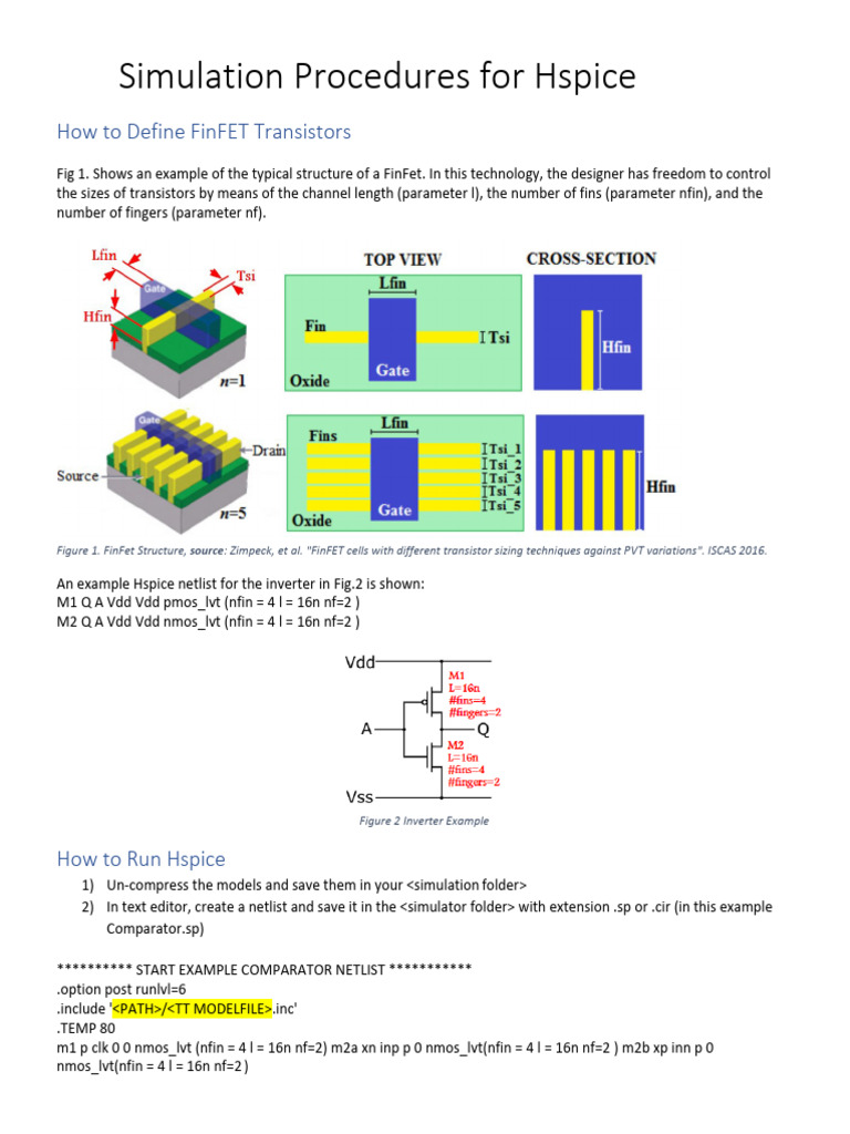 Hspice FinFET Simulation Guide | PDF | Spice | Electronic Circuits
