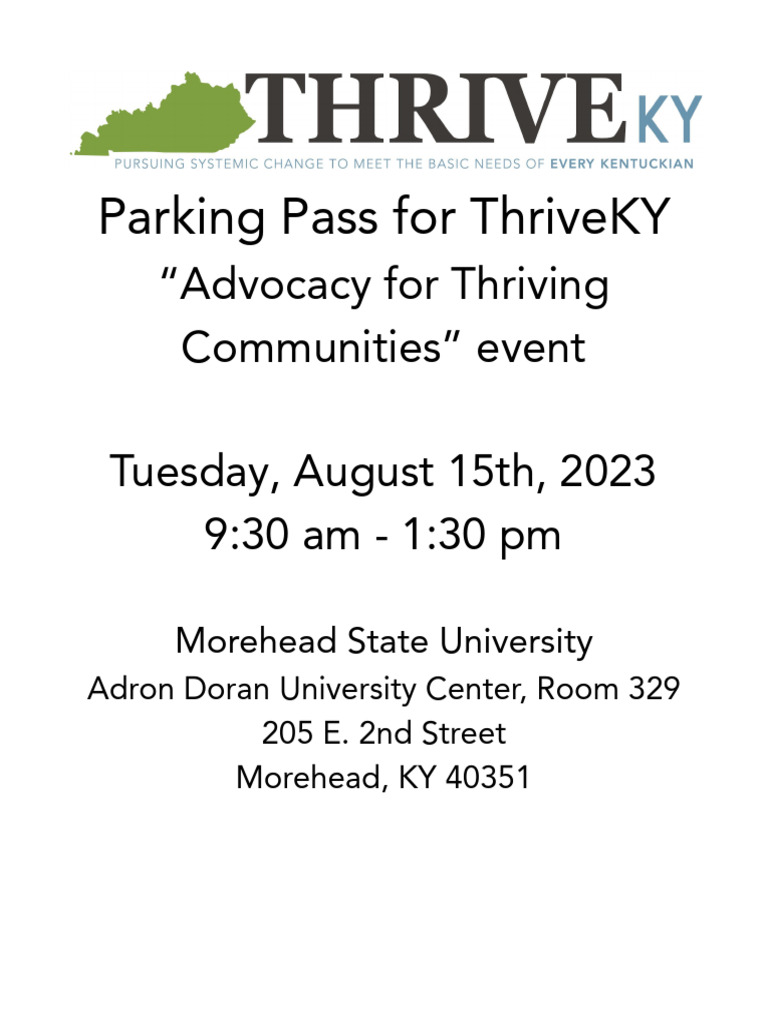8 - 15 - 23 ThriveKY Roadshow MSU Parking Pass | PDF