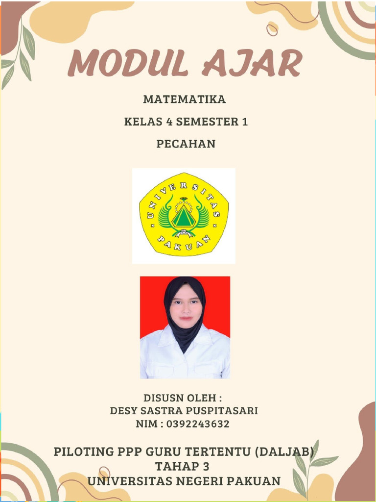 Modul Ajar Pecahan - Desy Sastra Puspitasari - Kelas Iv - Lengkap | PDF