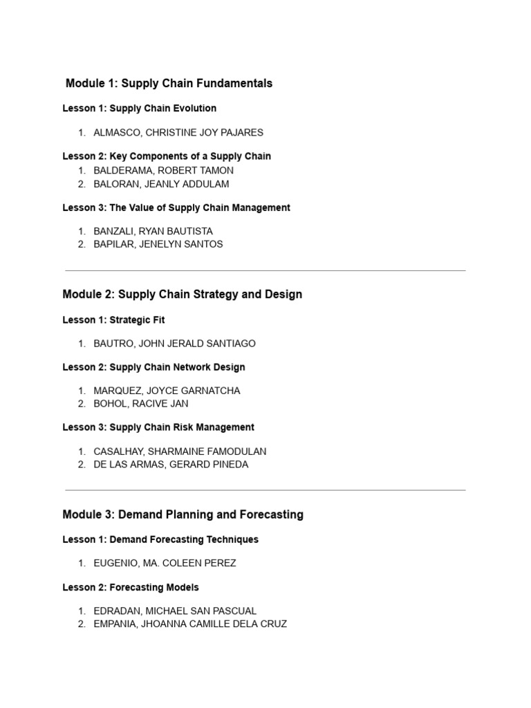SCM Topics & Assigned Reporters | PDF