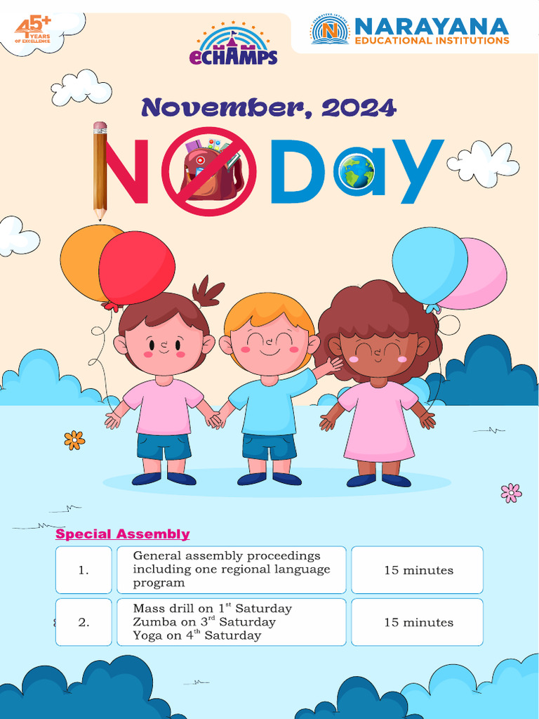 No Bag Day - November - PAN INDIA | PDF