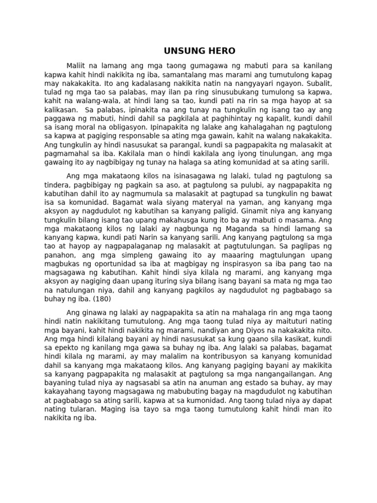 Unsung Hero Reflection | PDF