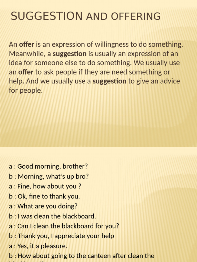 Suggestion and Offering 2 | PDF