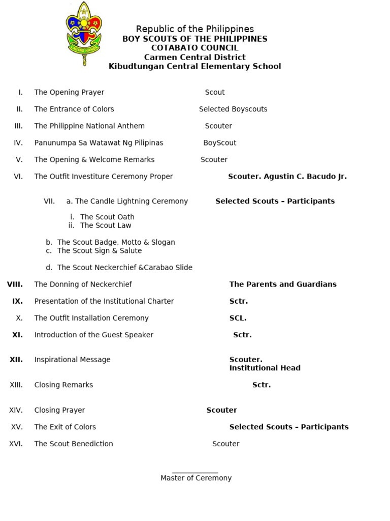 BSP Investiture Ceremony | PDF | Scouting | Youth Movements