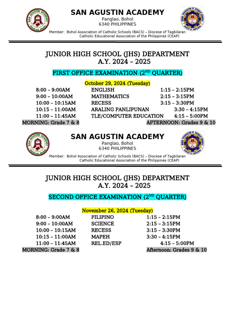 Exam Sched, Room & Proctor (2023) | PDF