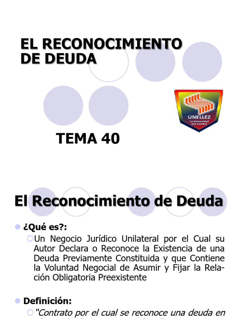 Tema 40. El Reconocimiento de Deuda | PDF | Deuda | Responsabilidad ...