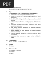 Parent Effectiveness Training Agenda | PDF | Child Development | Learning