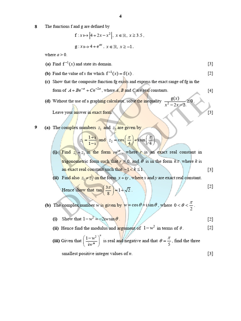 2024 JC2 H2 Math Prelim - ASRJC (Dragged) 3 | PDF | Complex Number | Function (Mathematics)