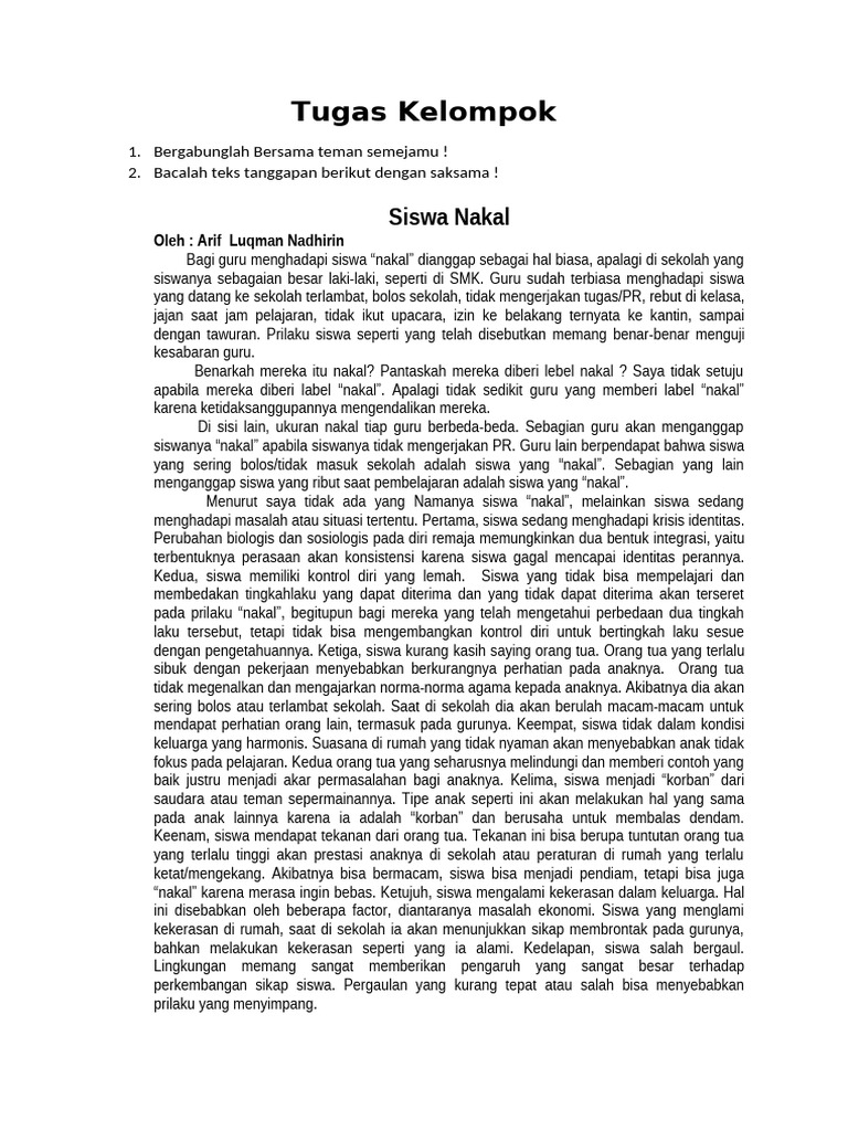 Teks Tanggapan Materi B.Indonesia Kls 9 | PDF