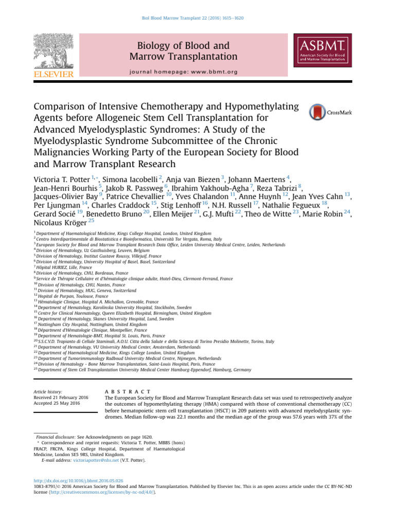 Comparison of Intensive Chemotherapy and Hypomethy | PDF ...