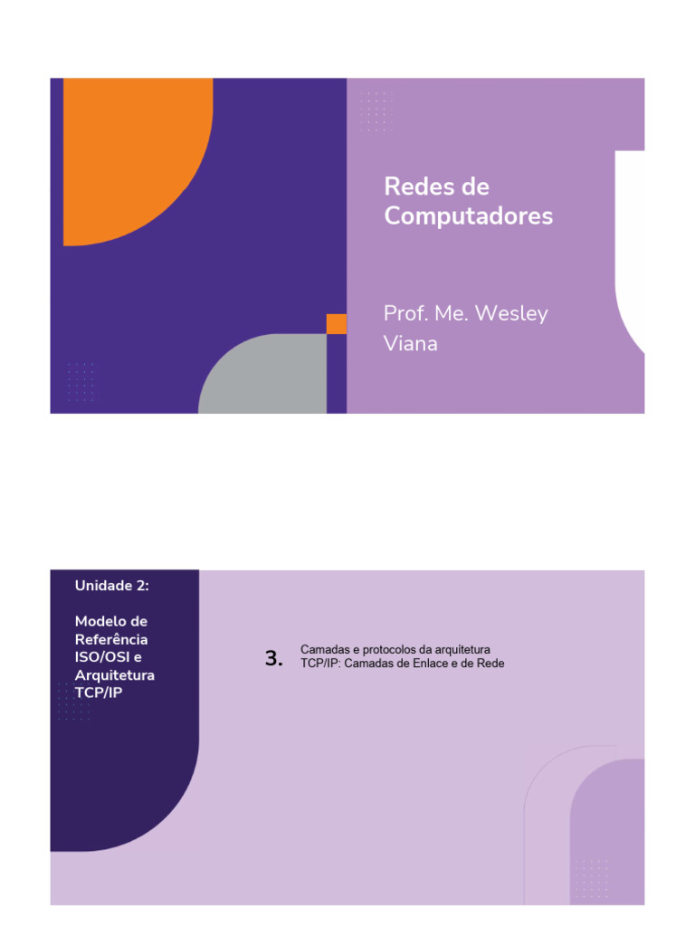 Camadas e Protocolos Da Arquitetura TCP-IP, Camadas de Enlace e de Rede ...