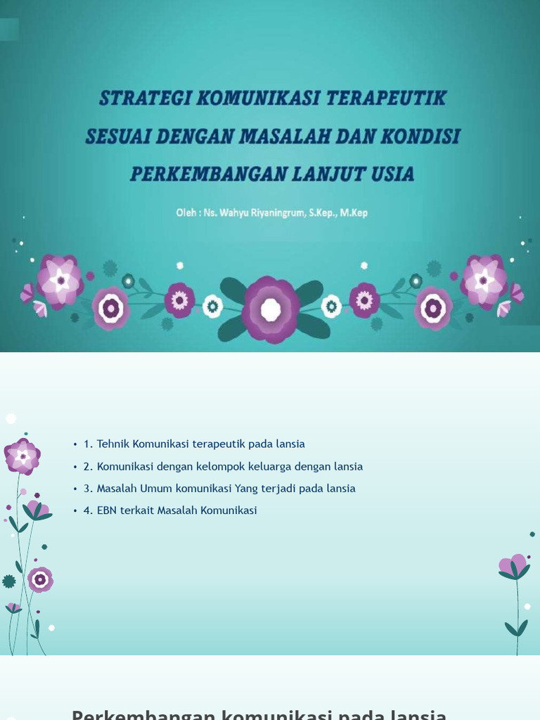 Strategi Komunikasi Terapeutik Pada Lansia | PDF