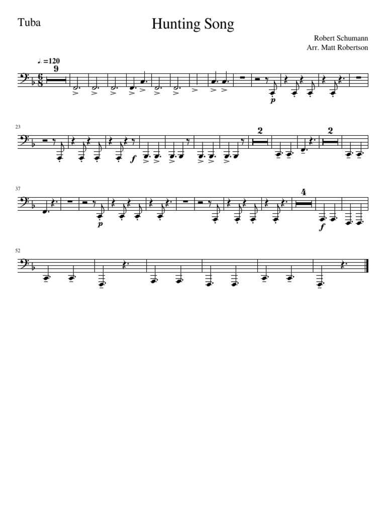 Schumann's Hunting Song for Tuba | PDF