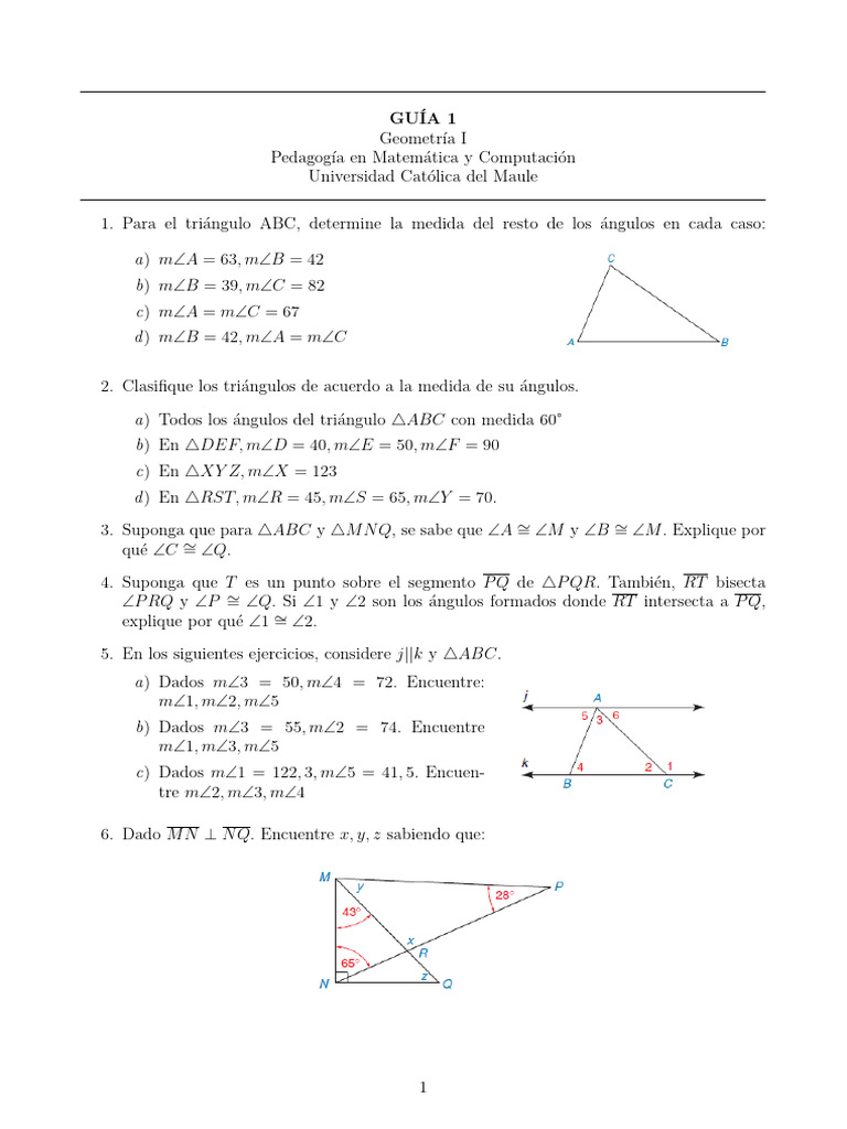 Ejercicios de Geometría de Triángulos | PDF | Geometría Elemental ...