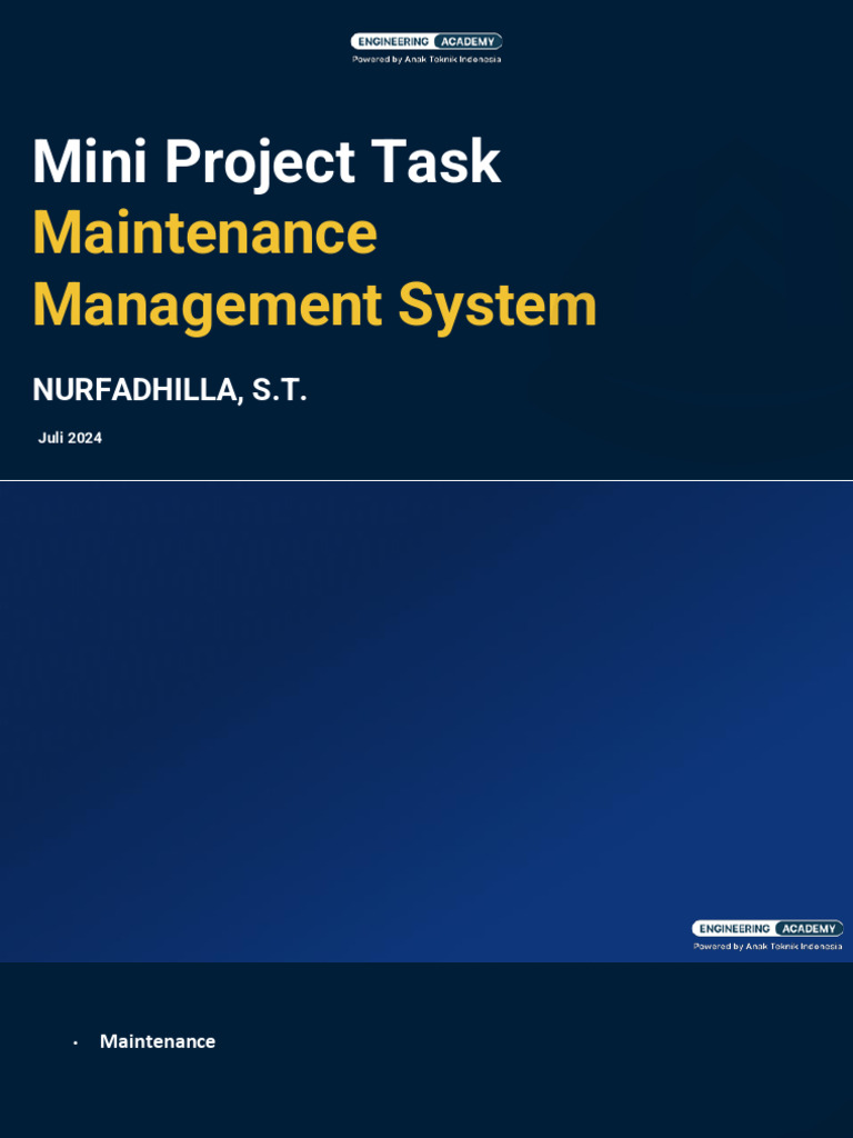 Project Task of Maintenance Management System | PDF