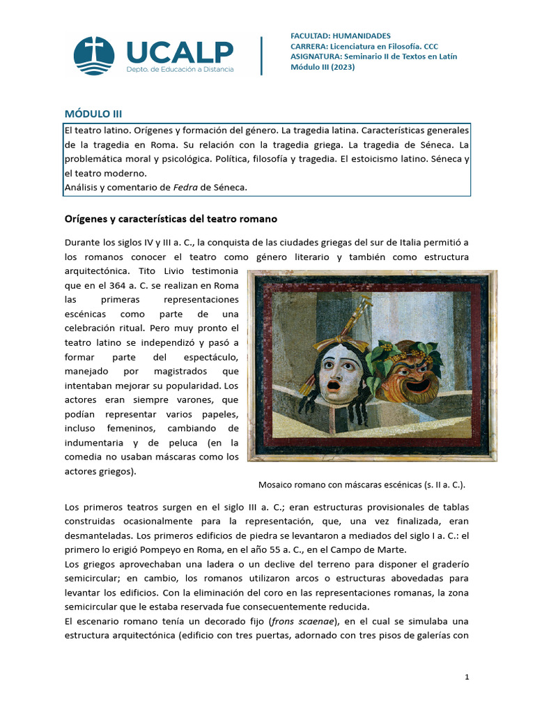 Módulo de La Unidad 3 - Teatro. Tragedia. Séneca | PDF