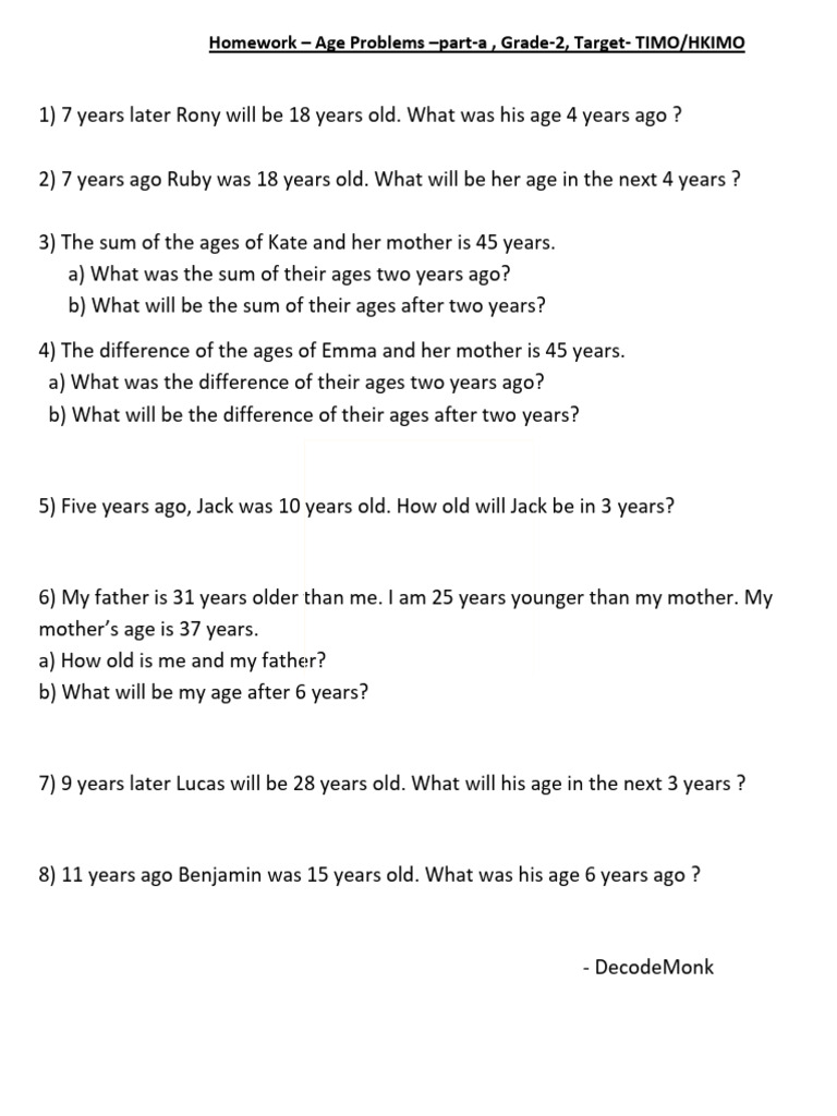 2 HW Age Problems-A | PDF