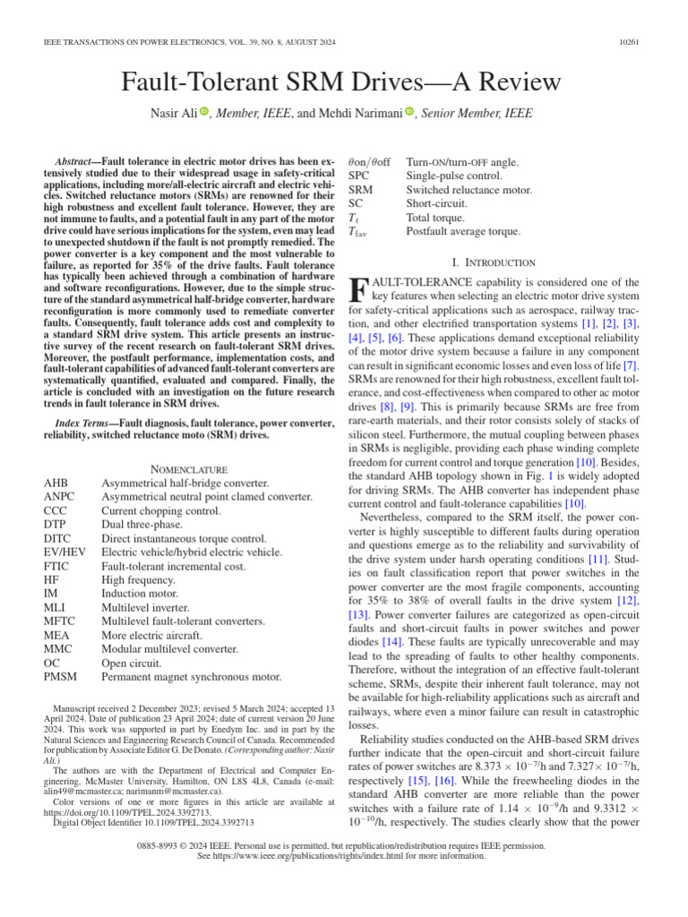 Fault-Tolerant SRM DrivesA Review | PDF | Electric Motor | Fault Tolerance