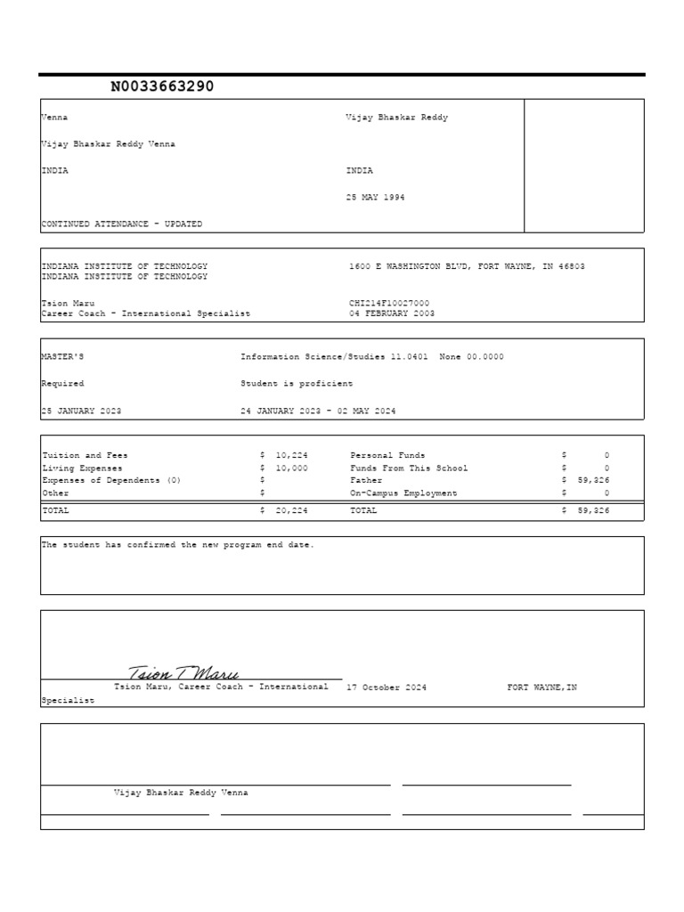 Colsh I20 | PDF | Travel Visa | Human Migration