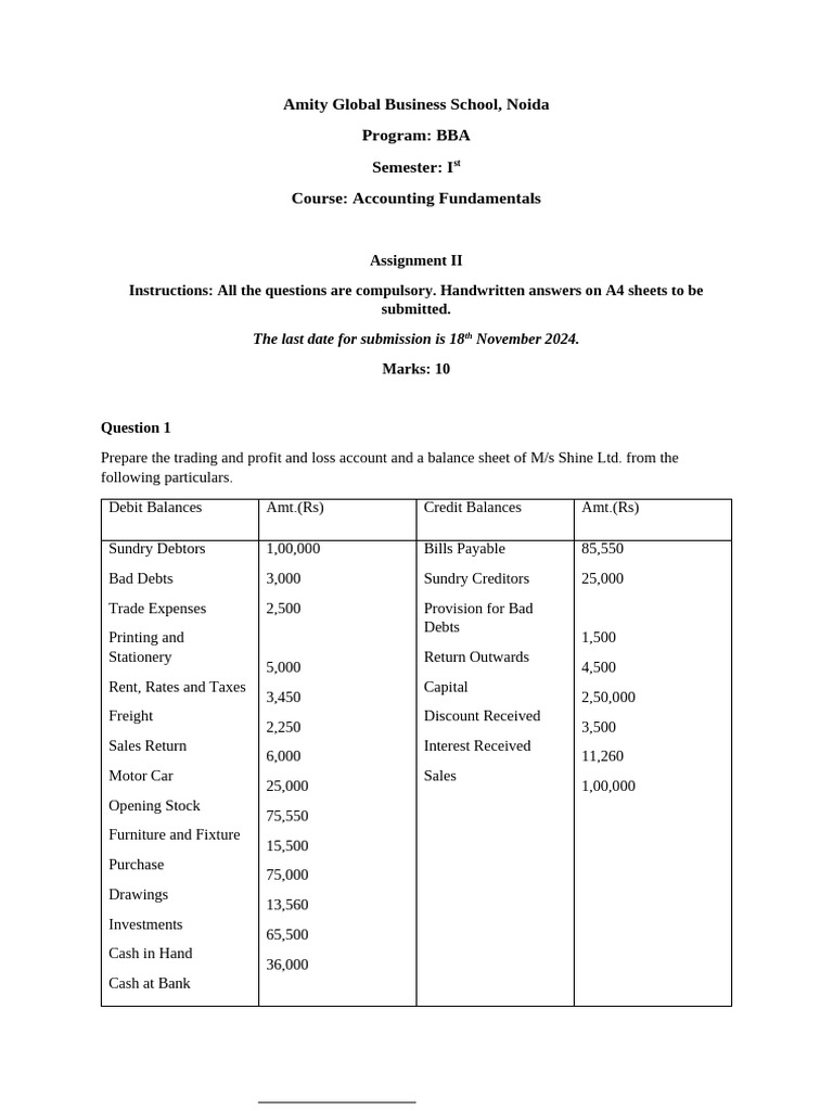 Assignment II | PDF | Bad Debt | Debits And Credits