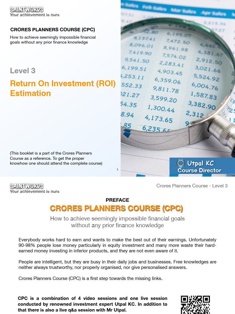 Level 3 Booklet - Level 3 - Return On Investment (ROI) Estimation | PDF ...
