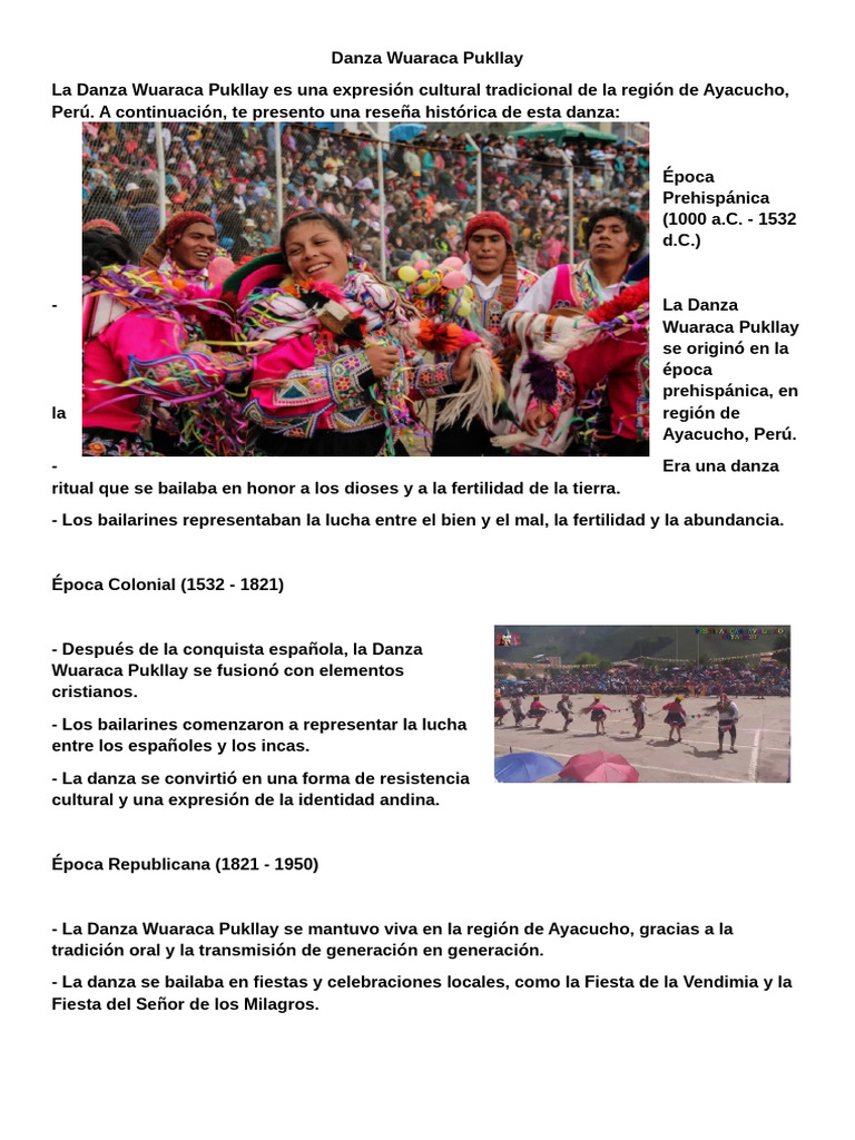 Danza Waraka Pukllay | PDF | Perú | Bailes