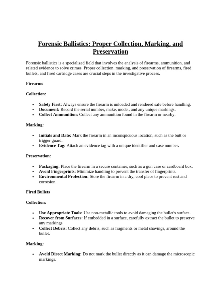 Forensic Ballistics: Evidence Handling Guide | PDF | Ammunition ...