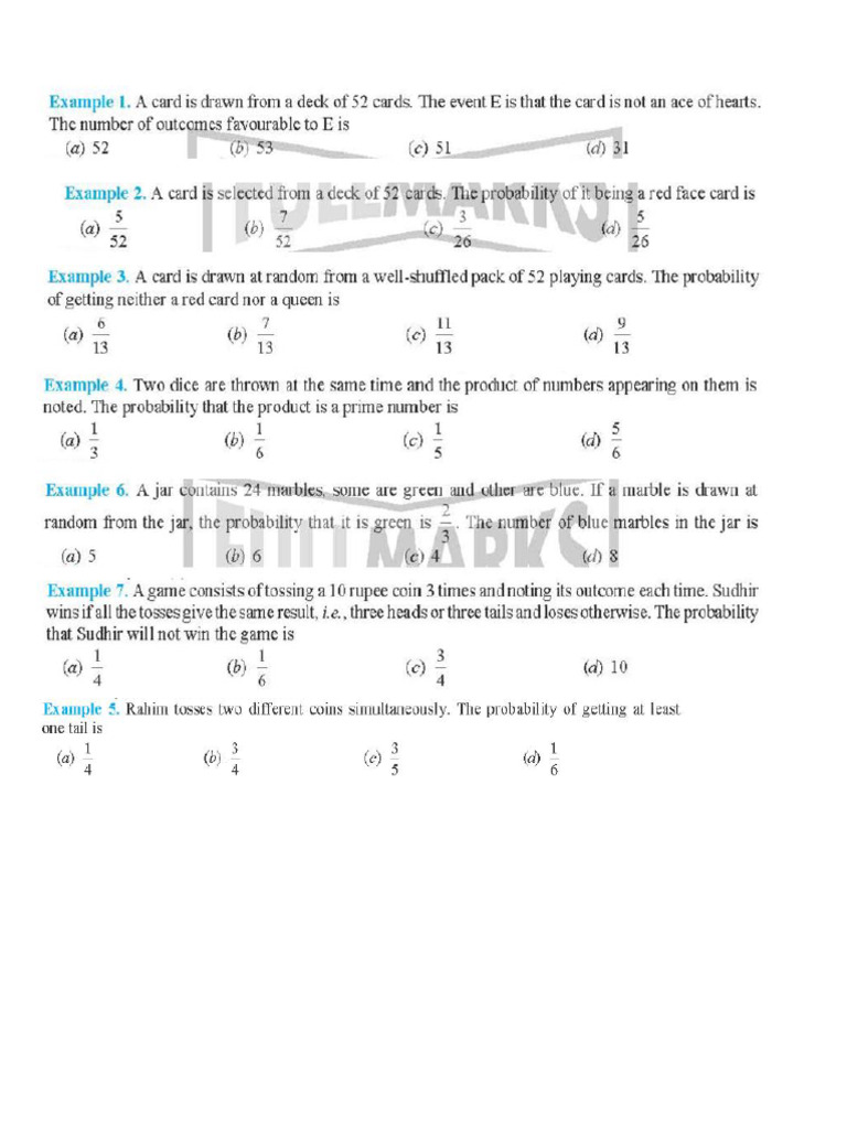 Maths Test 1 Probability Class 10 | PDF