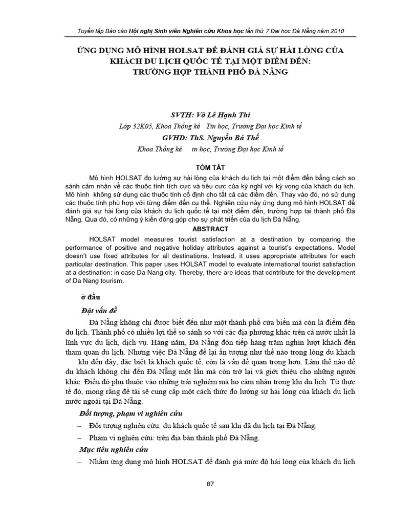 NG DNG Mo Hinh Holsat D Danh Gia S H | PDF