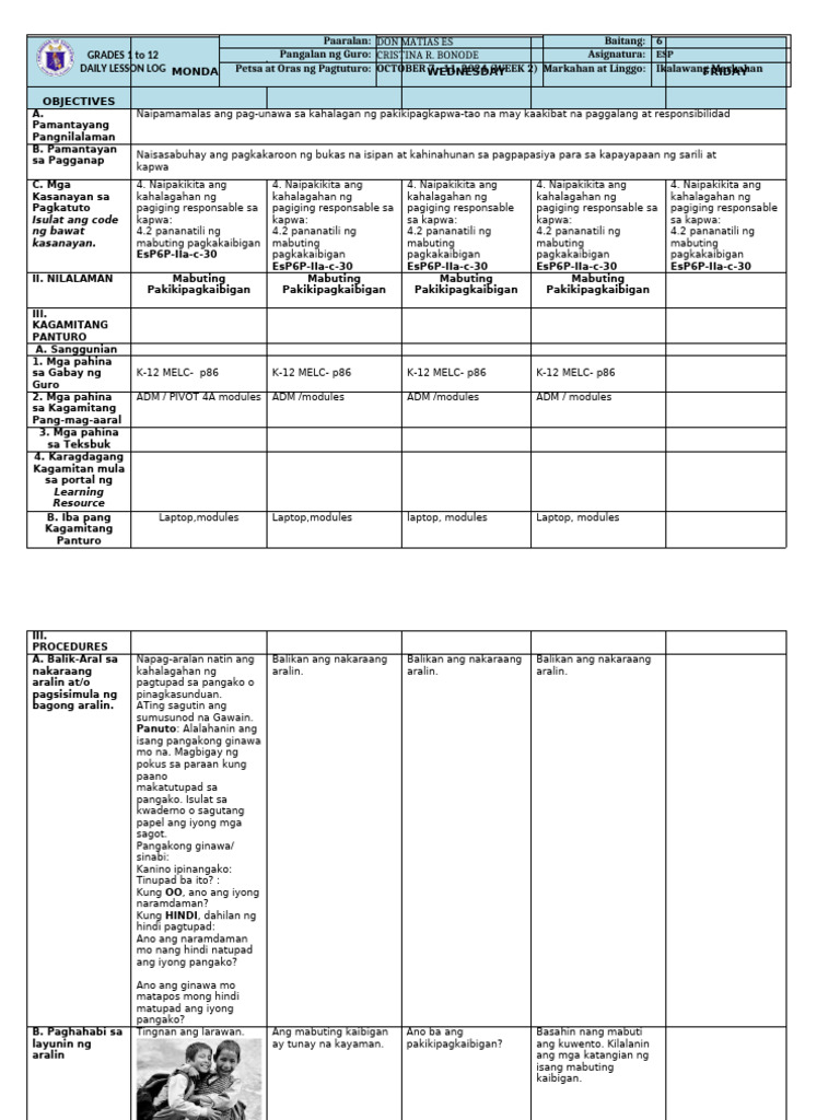 DLL - Esp 6 - Q2 - W2 | PDF