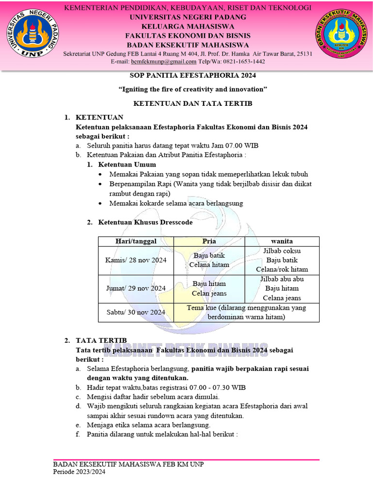 Sop Panitia Efestaphoria 2024 | PDF