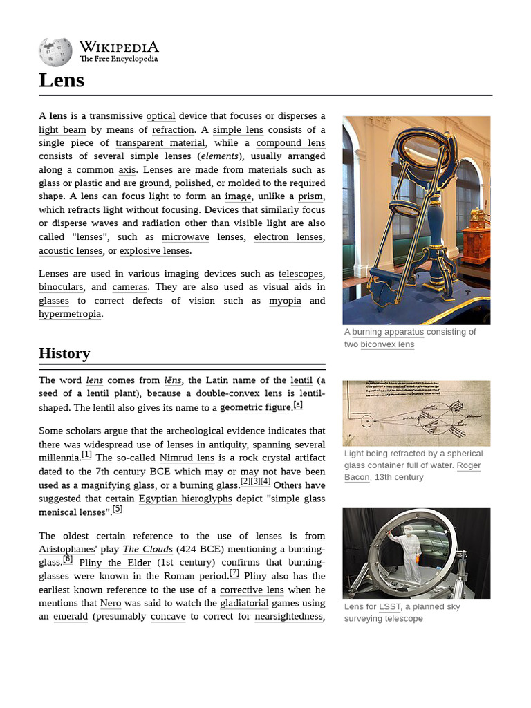 Lens | PDF | Optics | Lenses