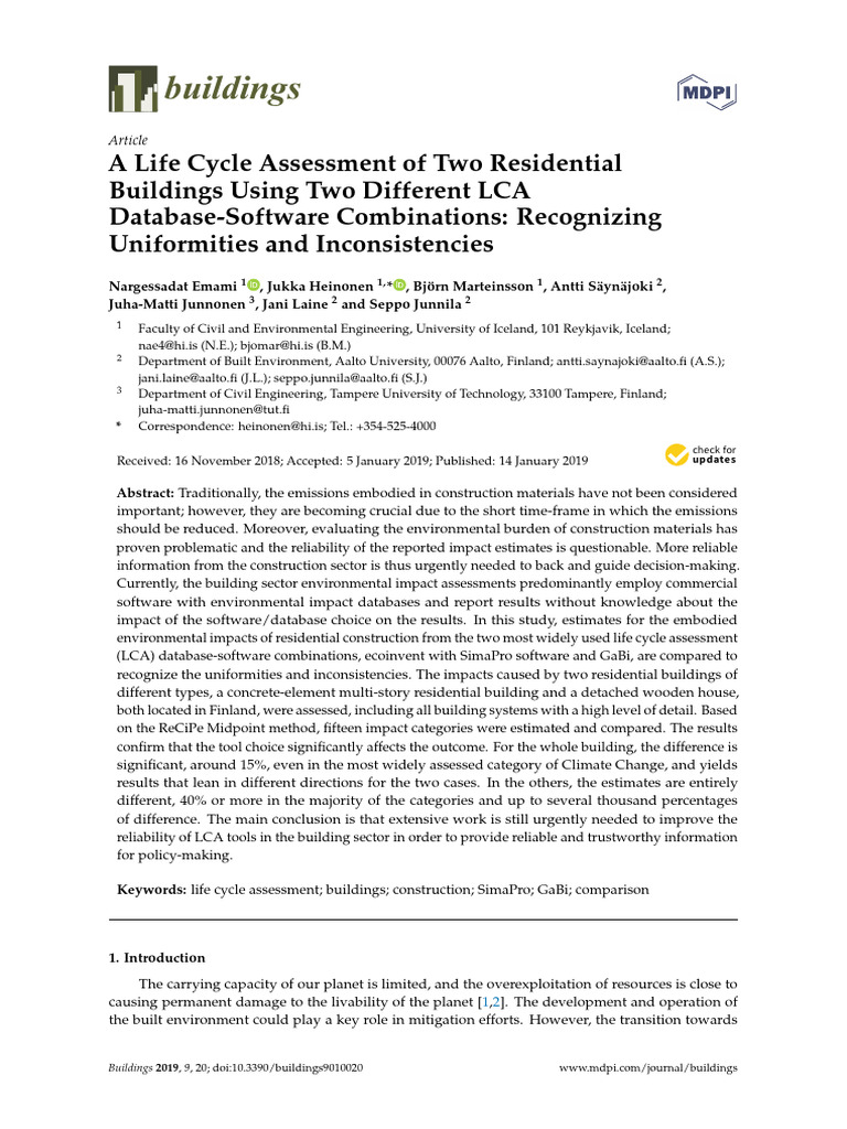 buildings-09-00020 | PDF | Life Cycle Assessment | Building Engineering
