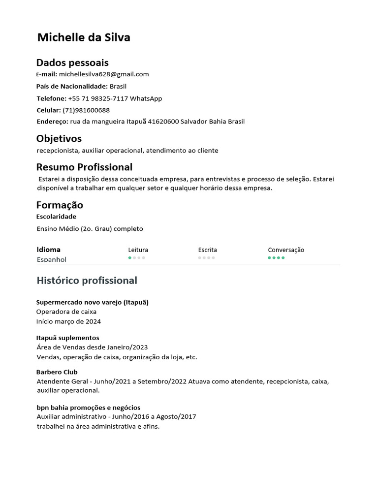 Curriculo Michelle | PDF