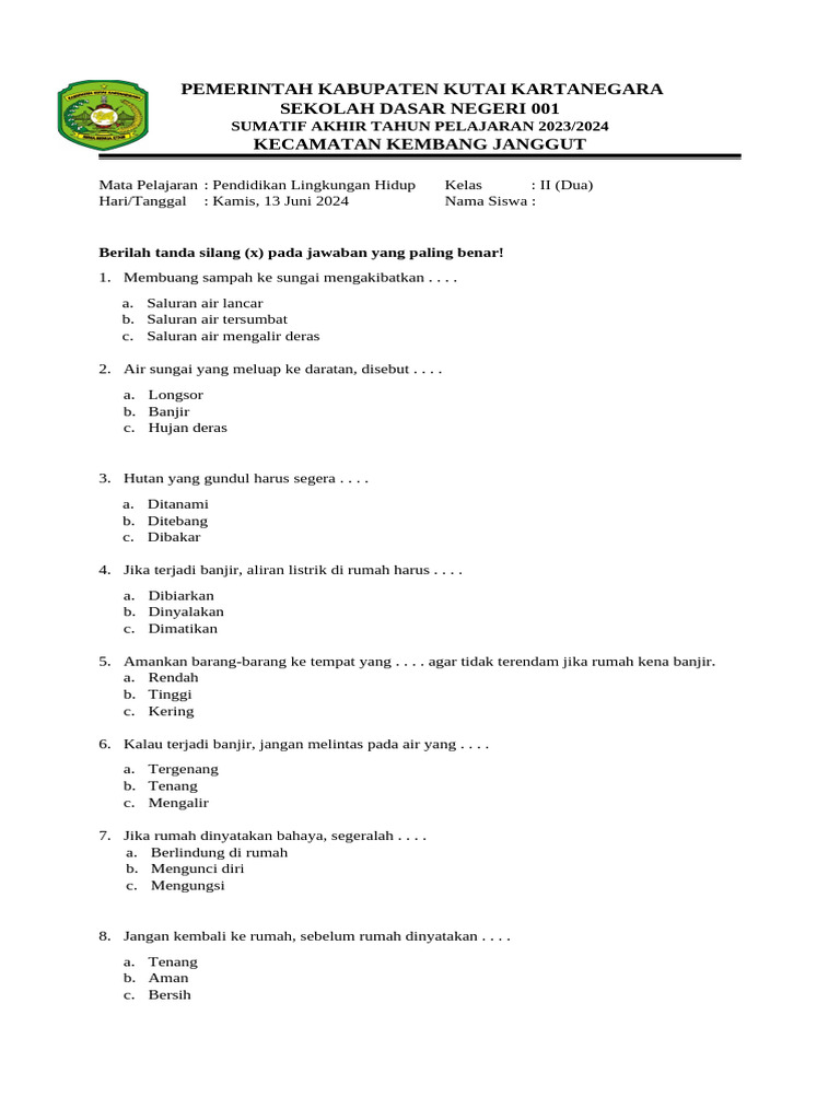 Soal SAT PLH Kelas II | PDF
