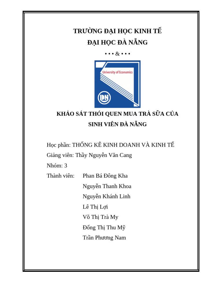 KH o Sát Thói Quen Mua Trà S A Nhóm 3 | PDF