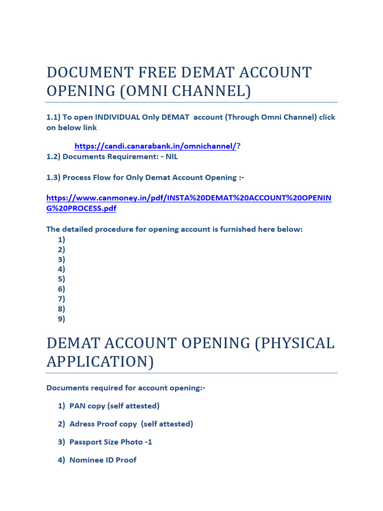 Demat Opening Procedure010301 | PDF | Banks | Computing